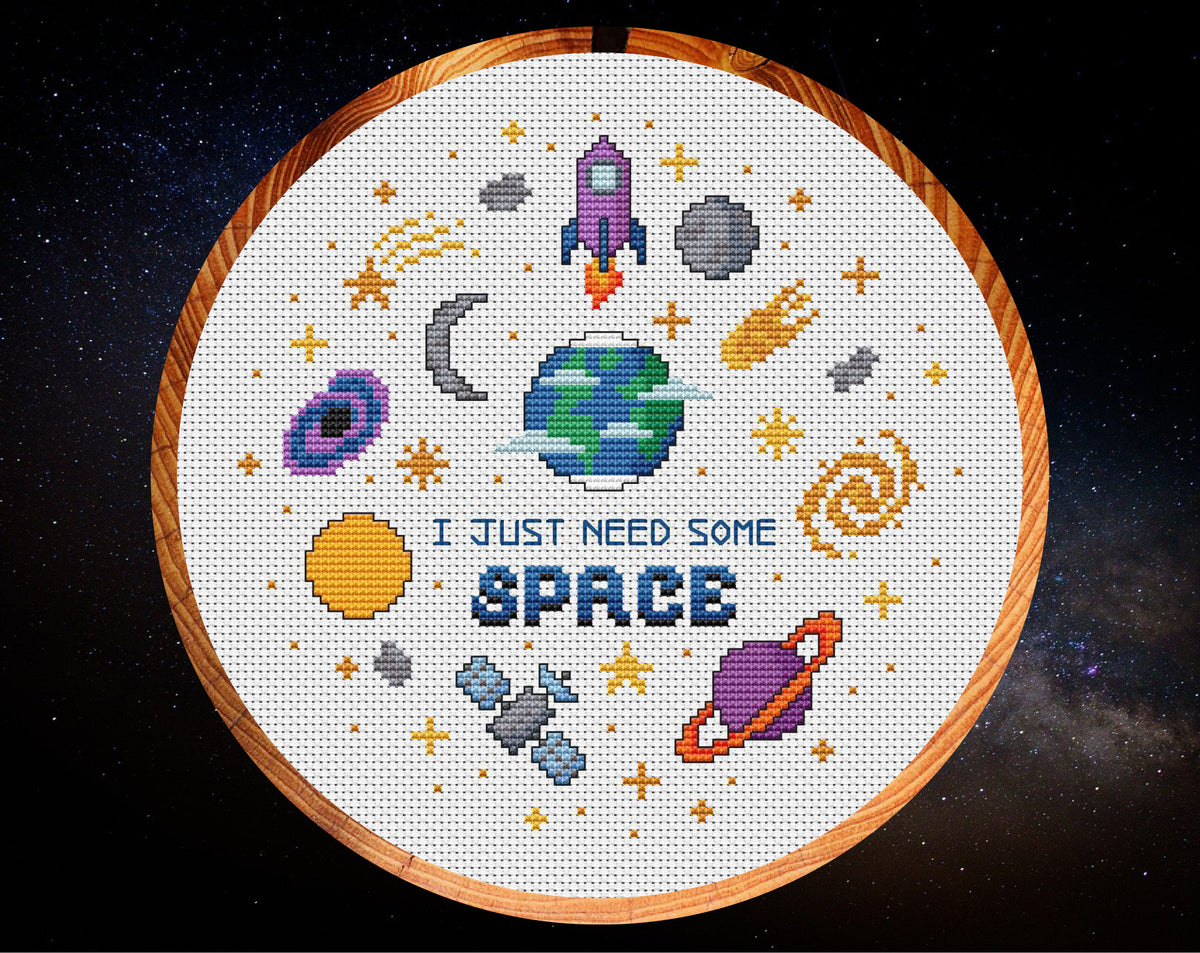 I Just Need Some Space cross stitch pattern – Climbing Goat Designs