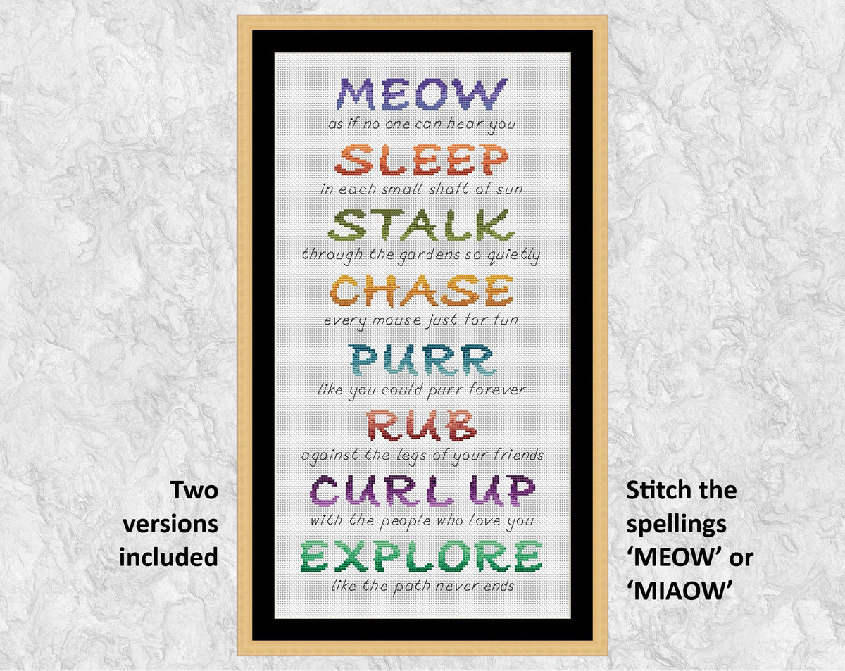 Cat Poem cross stitch pattern – Climbing Goat Designs