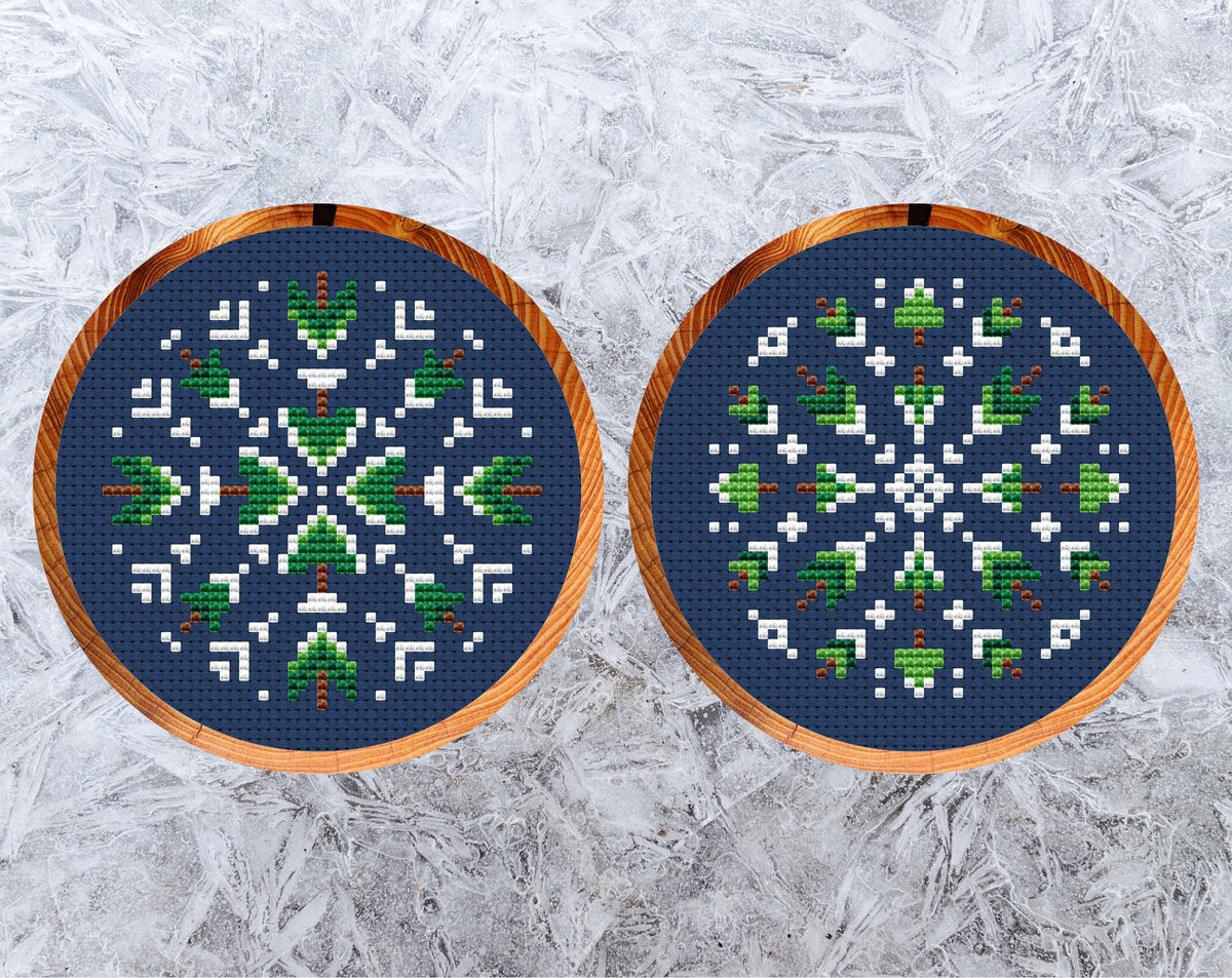 Christmas Tree Snowflakes cross stitch patterns – Climbing Goat Designs