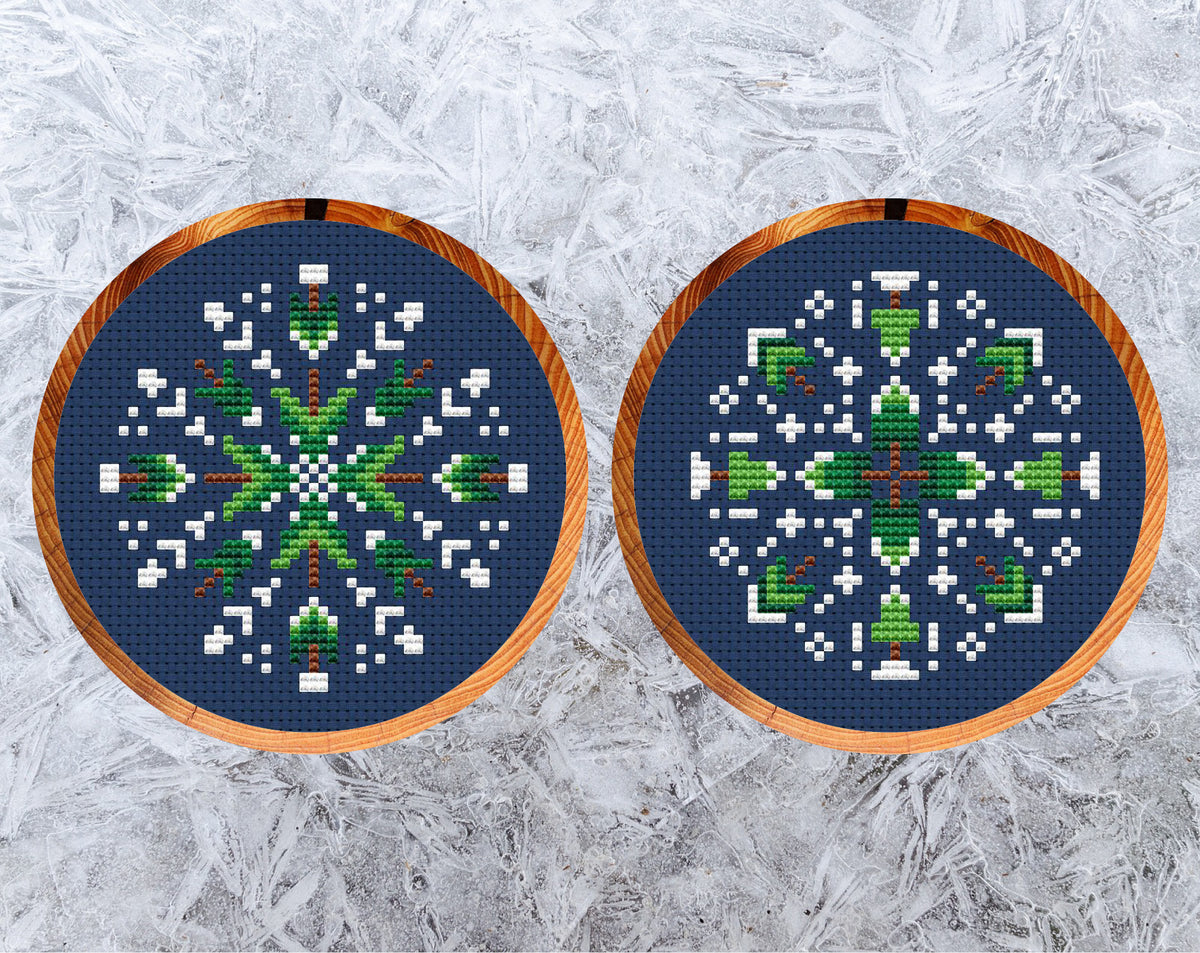 Christmas Tree Snowflakes cross stitch patterns – Climbing Goat Designs