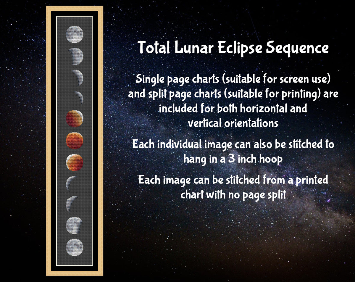 Lunar Eclipse Sequence - Astronomy cross stitch pattern – Climbing Goat ...