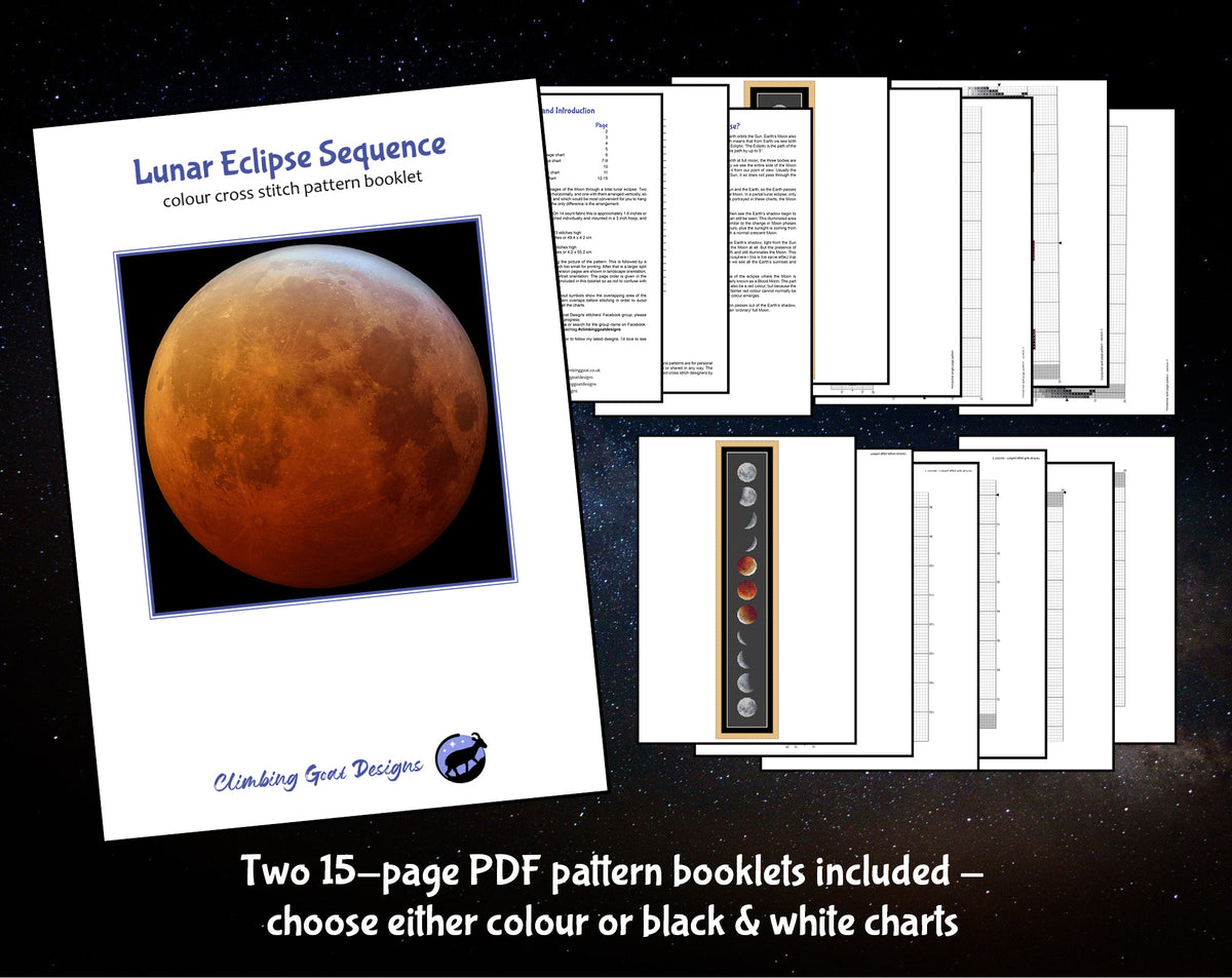 Lunar Eclipse Sequence - Astronomy cross stitch pattern – Climbing Goat ...