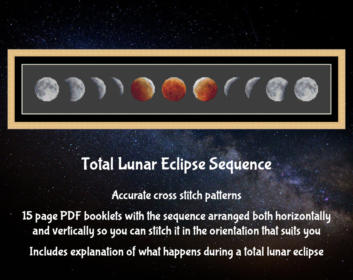 Lunar Eclipse Sequence - Astronomy cross stitch pattern – Climbing Goat ...