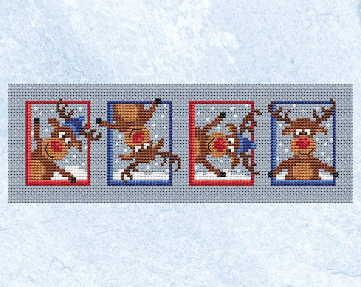 Set of Reindeer cross stitch pattern – Climbing Goat Designs