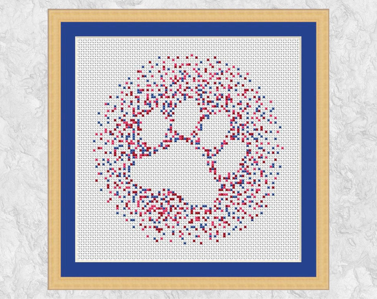 Confetti Paw Print cross stitch pattern – Climbing Goat Designs