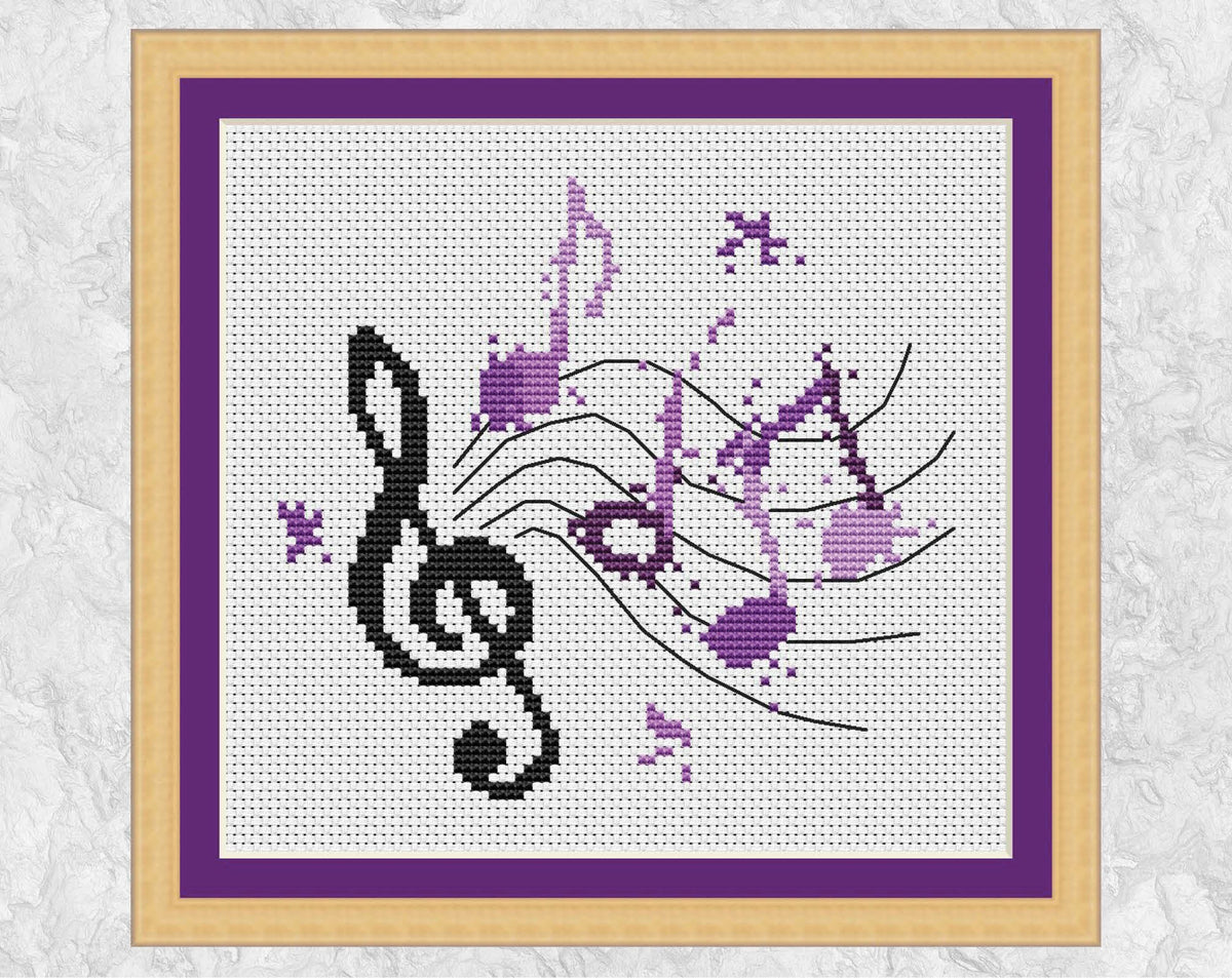 Splattered Paint Musical Notes cross stitch pattern – Climbing Goat Designs